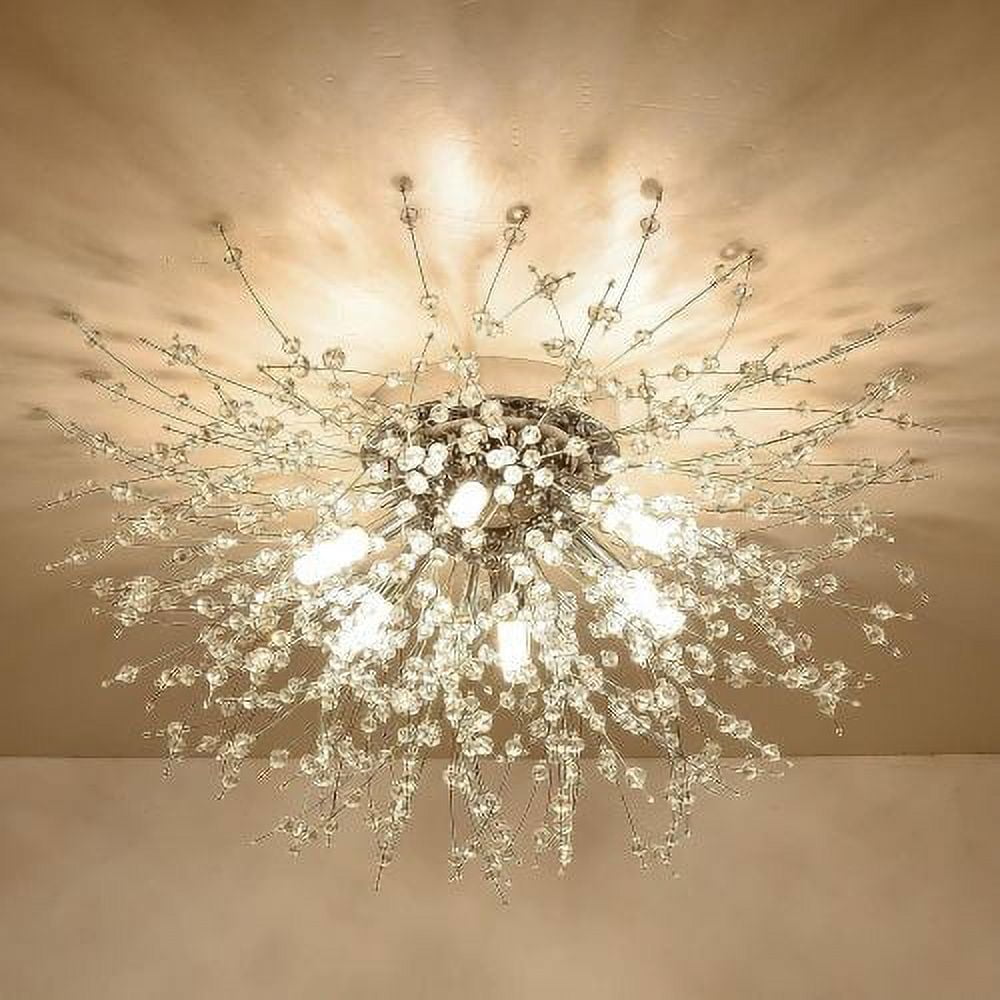 Flush Mount Ceiling Lights, Modern Gold Crystal Sputnik Firework Close ...