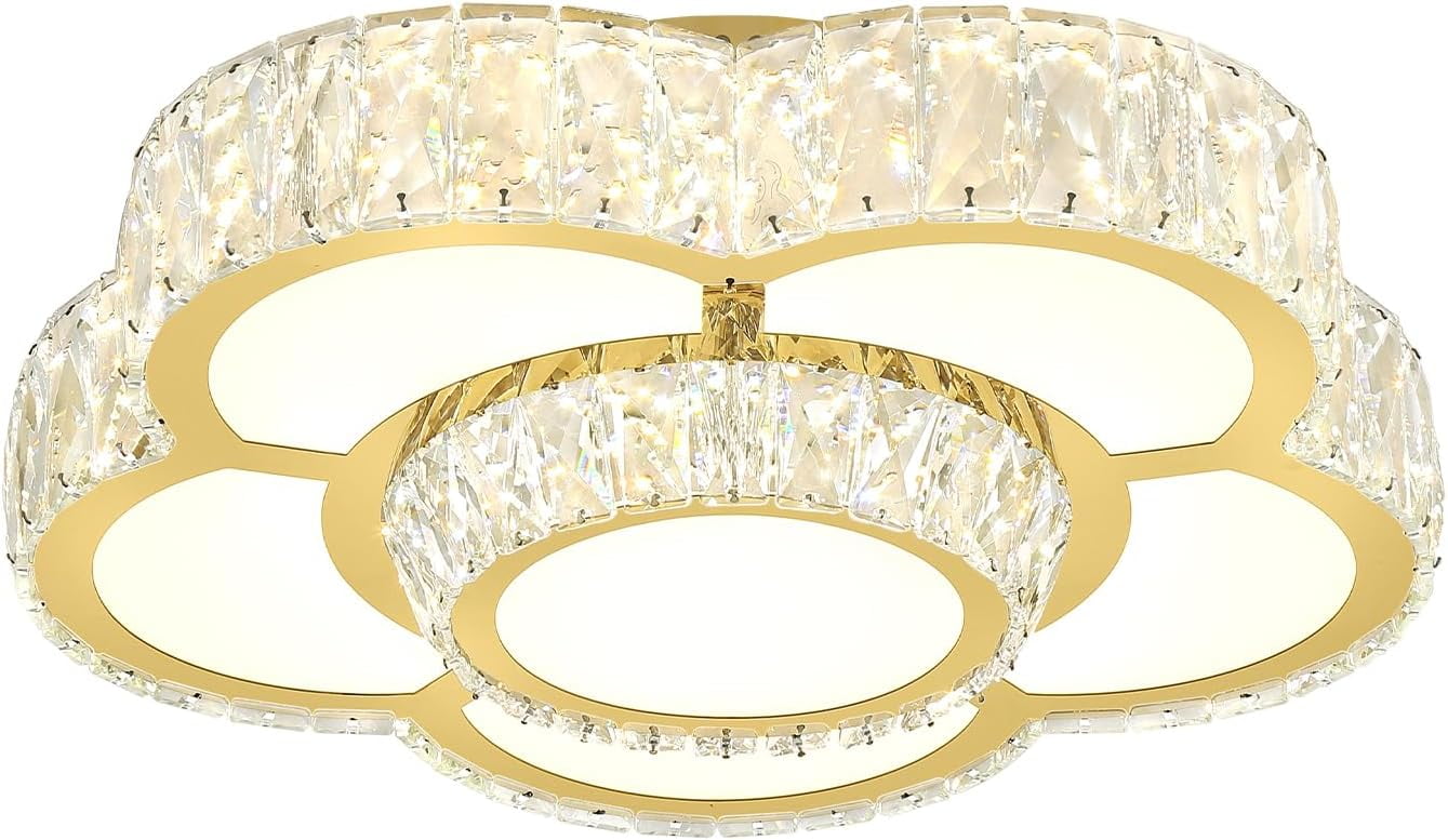 Flush Mount Chandelier 20" Ceiling Light, Modern Dimmable Flower Design ...