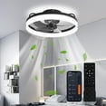 Flush Mount LED Ceiling Fan with Light Remote & APP Control 20" Modern ...