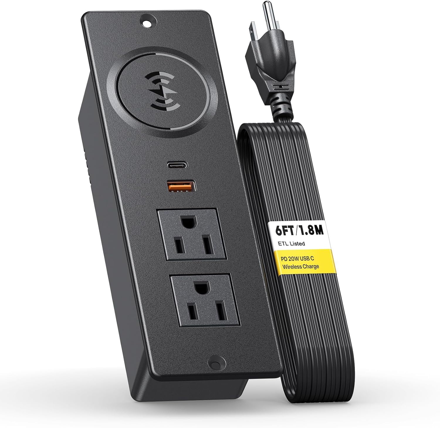 Flush Mount Power Strip with 20W USB C, ETL Listed Recessed Desk Outlet ...