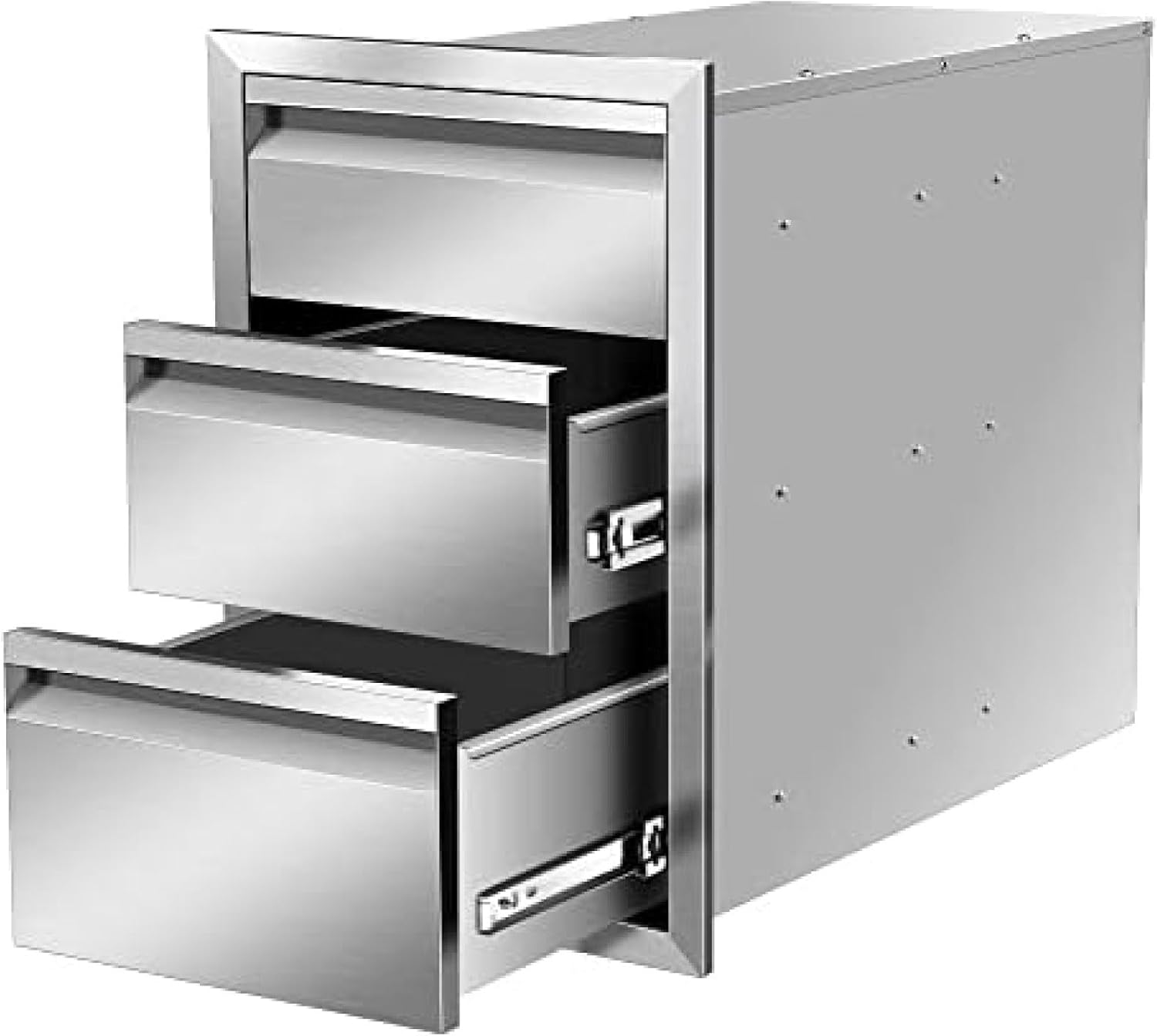 Flush Mount Stainless Steel Double Drawers with Recessed Handles for ...