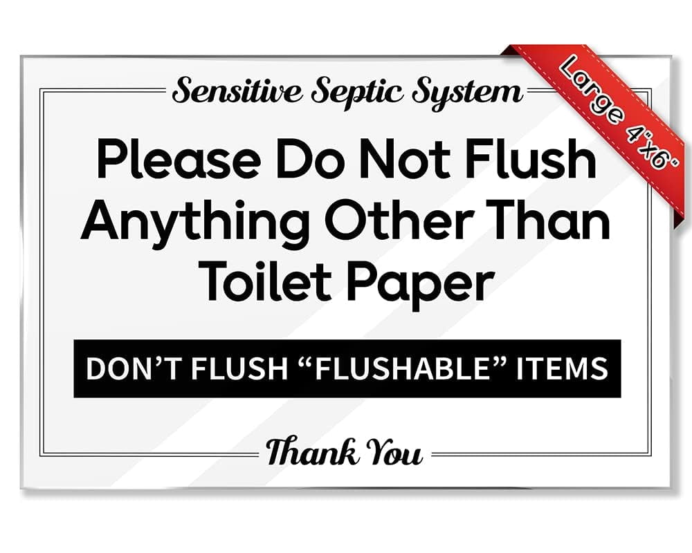 Flush Only Toilet Paper Sign for Septic Systems, 10-Pack 4x6 Inch ...