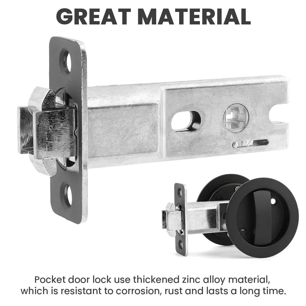 Flush Pocket Door Lock With Color Indicators Black Contemporary Privacy ...