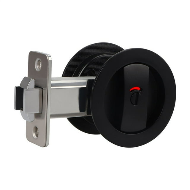 Flush Pocket Door Lock with Color Indicators Black Contemporary Privacy ...