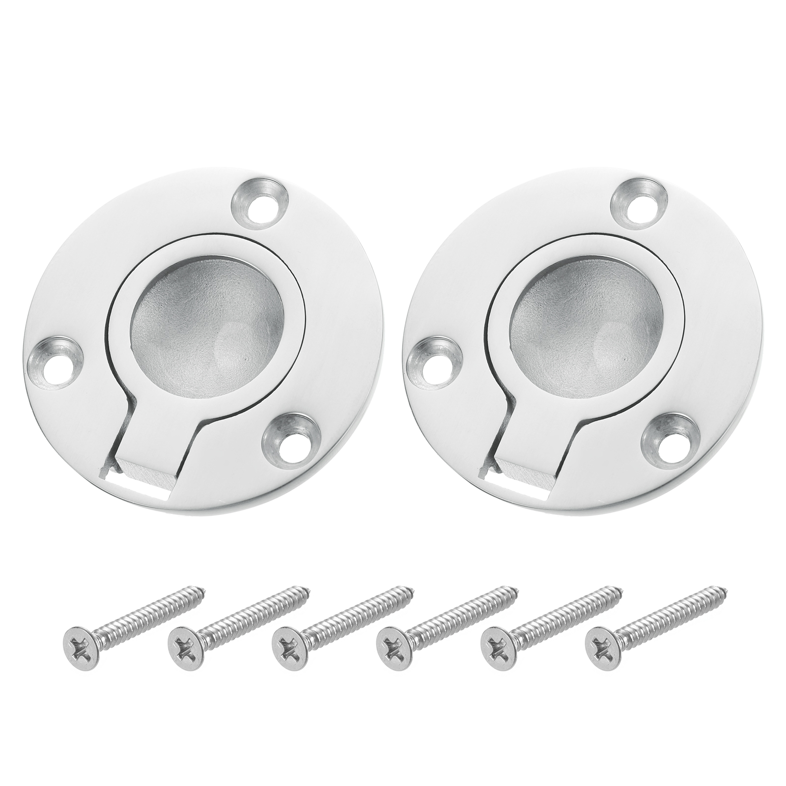 Flush Ring Pull Handle, 2Pack 50 mm 316 Stainless Steel Round Recessed ...