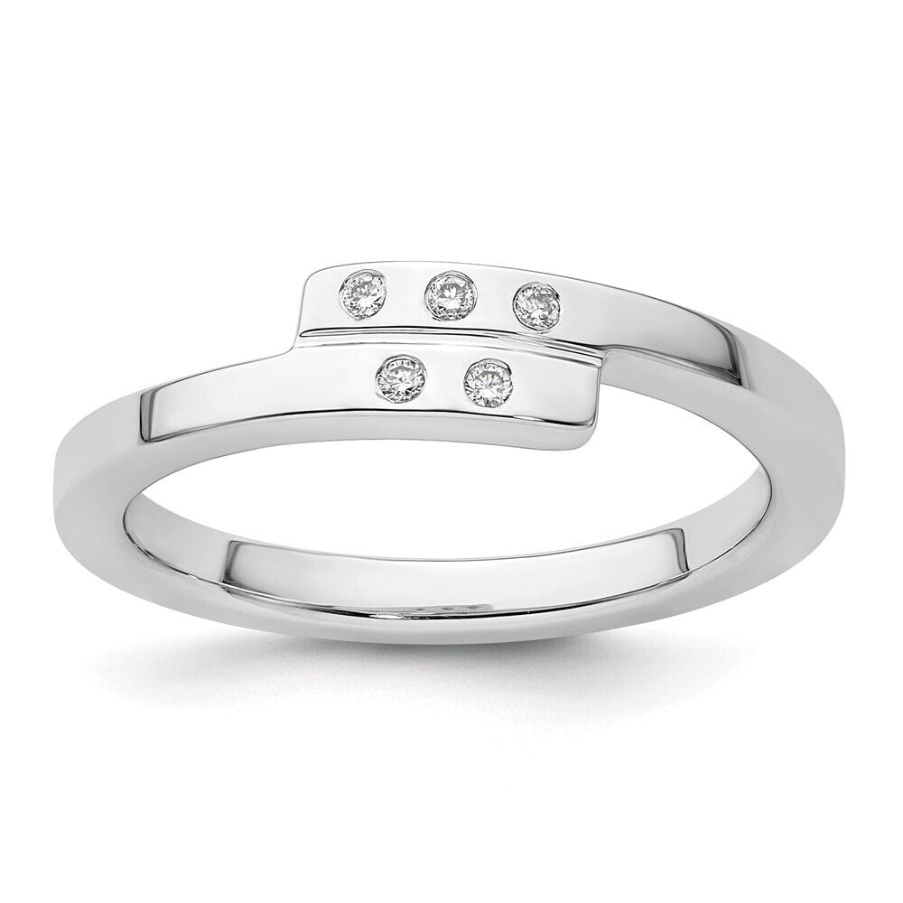 Flush Set Ring Bypass Engagement Ring Five Stone Ring 1.6 Ct Diamond 14K White Gold Over ...