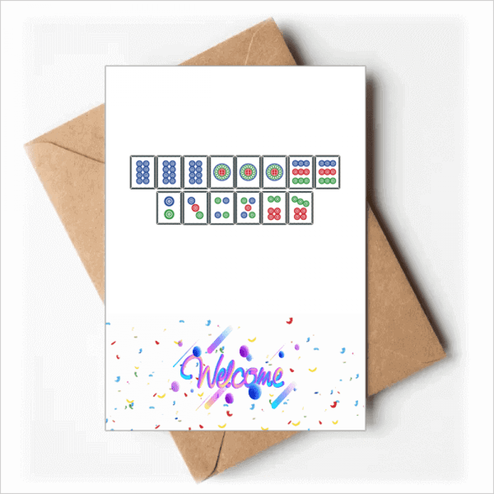 Flush Suit Mahjong Tiles Art Deco Fashion Welcome Back Greeting Cards ...