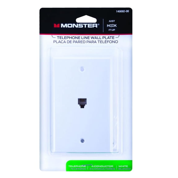 Flush Telephone Line Wall Plate Modular 4 Conductor White Carded ...