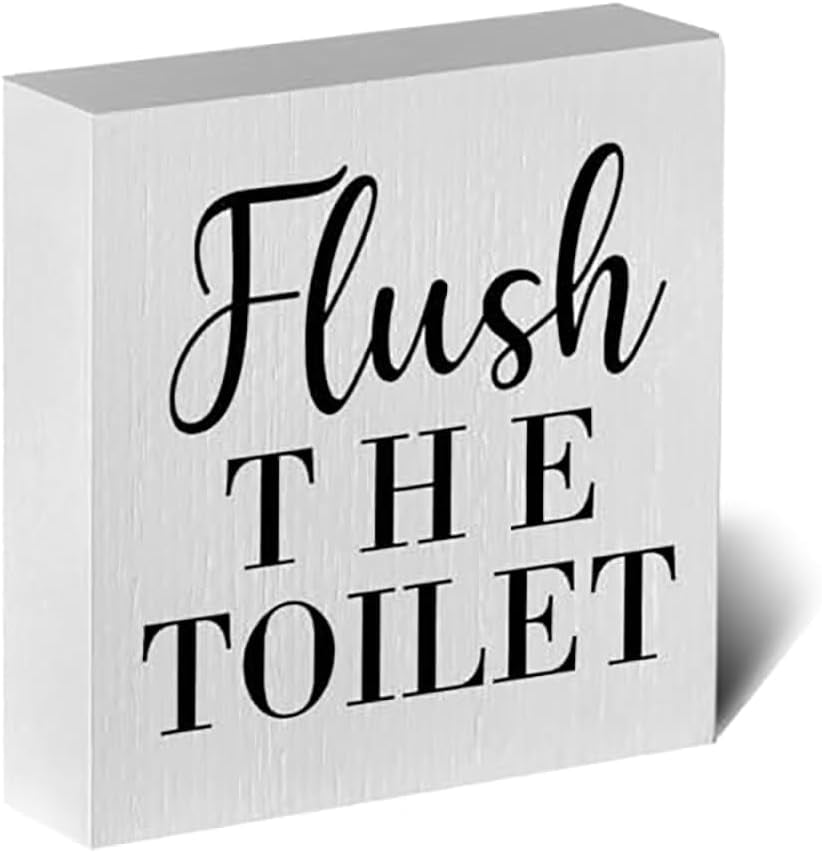 Flush The Toilet Artwork Wood Box Sign Rustic Farmhouse Style Bathroom ...