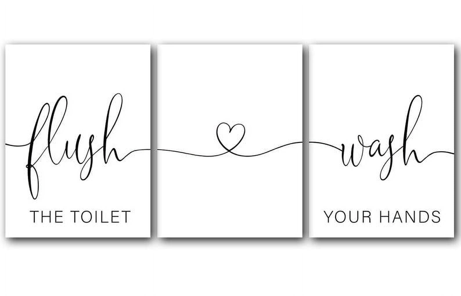 Flush The Toilet Wash Your Hands, Set of 3 Poster Prints, Home Wall ...