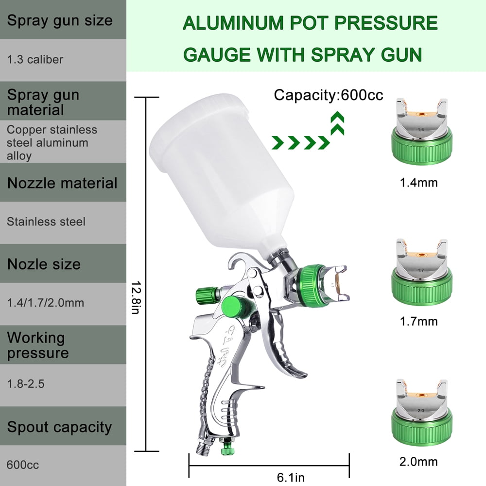 Flush coater,Paint Sprayer Professional Tool 600cc Color Cup 1.4/1.7/2 ...