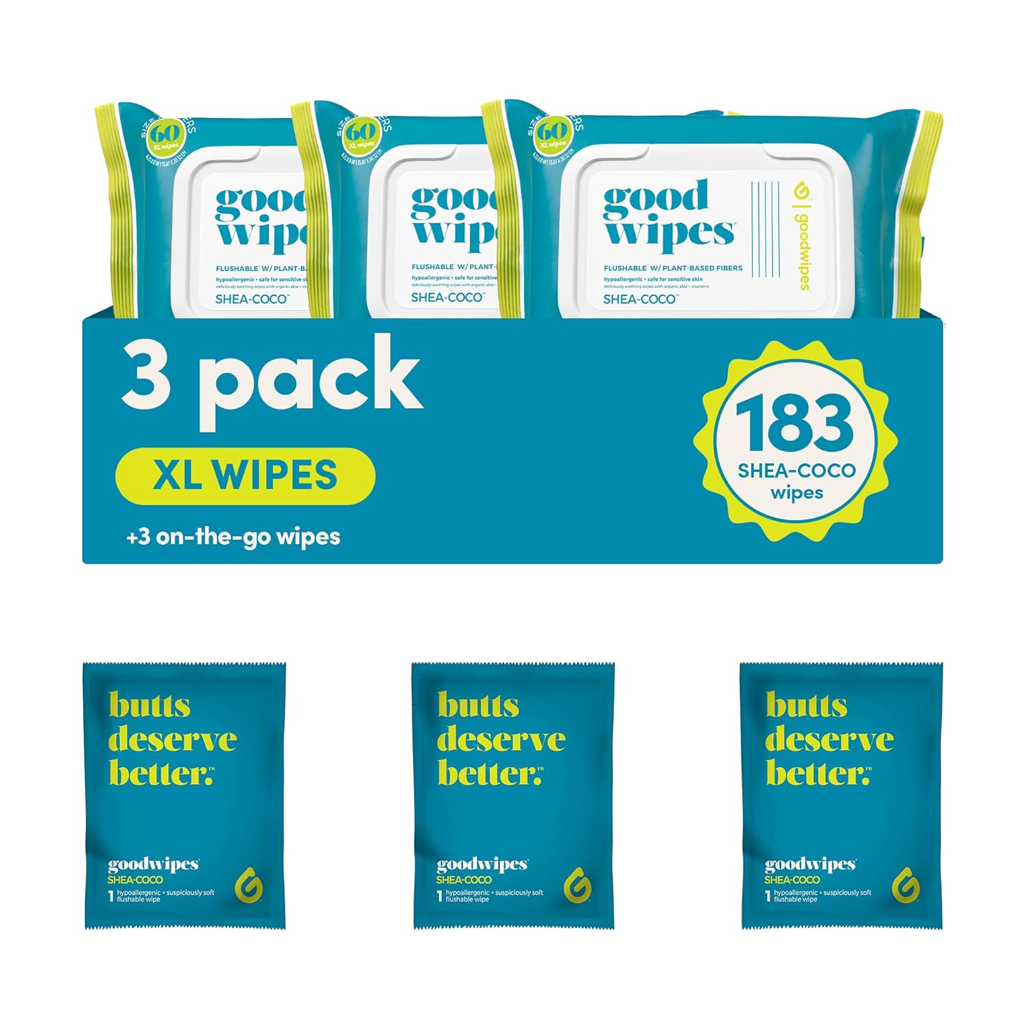 Flushable Butt Wipes - Vitamin E & Aloe - Soft & Gentle Wet Wipe ...