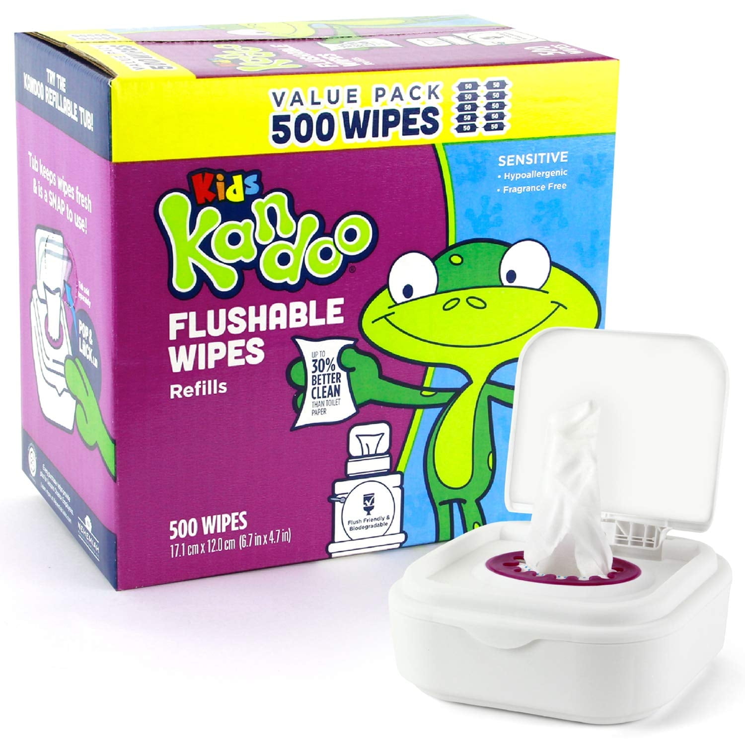 Kandoo Flushable Wipes for Baby and Kids Unscented Hypoallergenic 50 ...