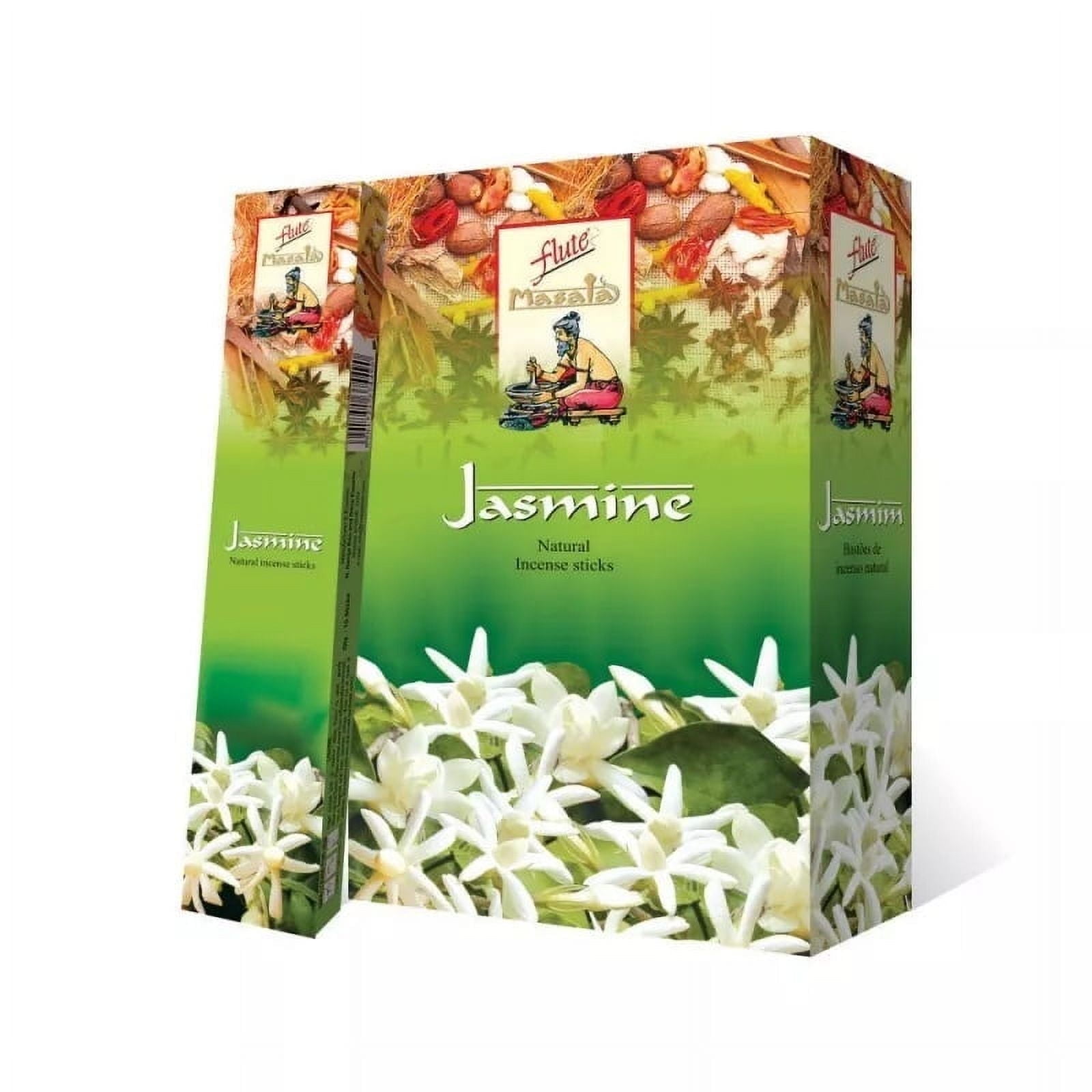 Flute Brand Masala Jasmine Natural Incense Sticks (15 Sticks/Pack, 12 ...