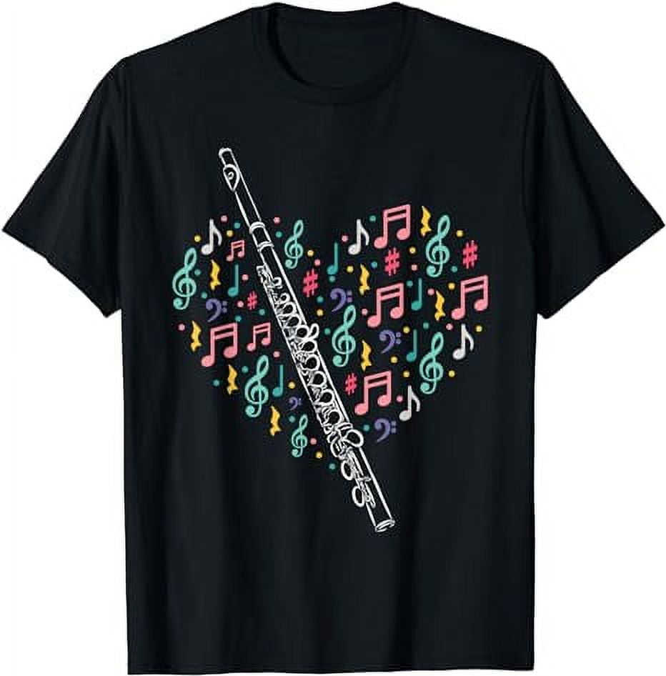 Flute Heart - Flute Player Flutist Marching Band Music T-Shirt ...
