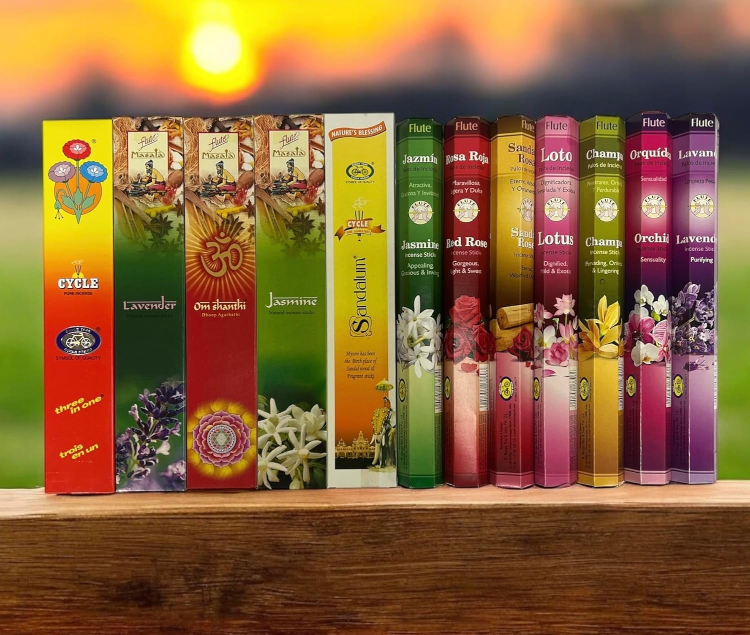 Flute Incense Sticks – Set of 12 (222 Sticks) – Premium Assorted Aromas for Meditation ...