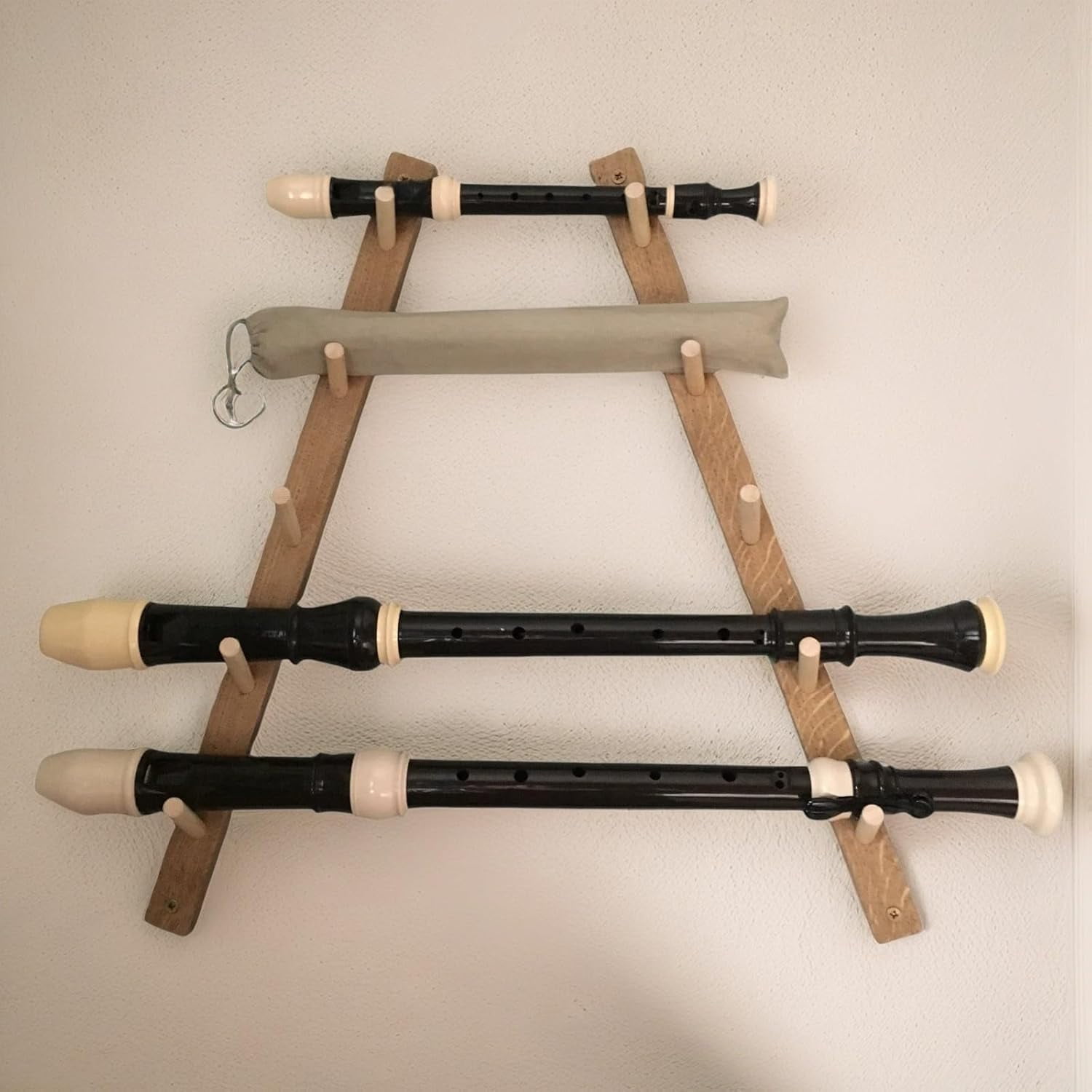 Flute Wall Mount Stand, Wooden Flute Stand for Long and Short Flutes ...
