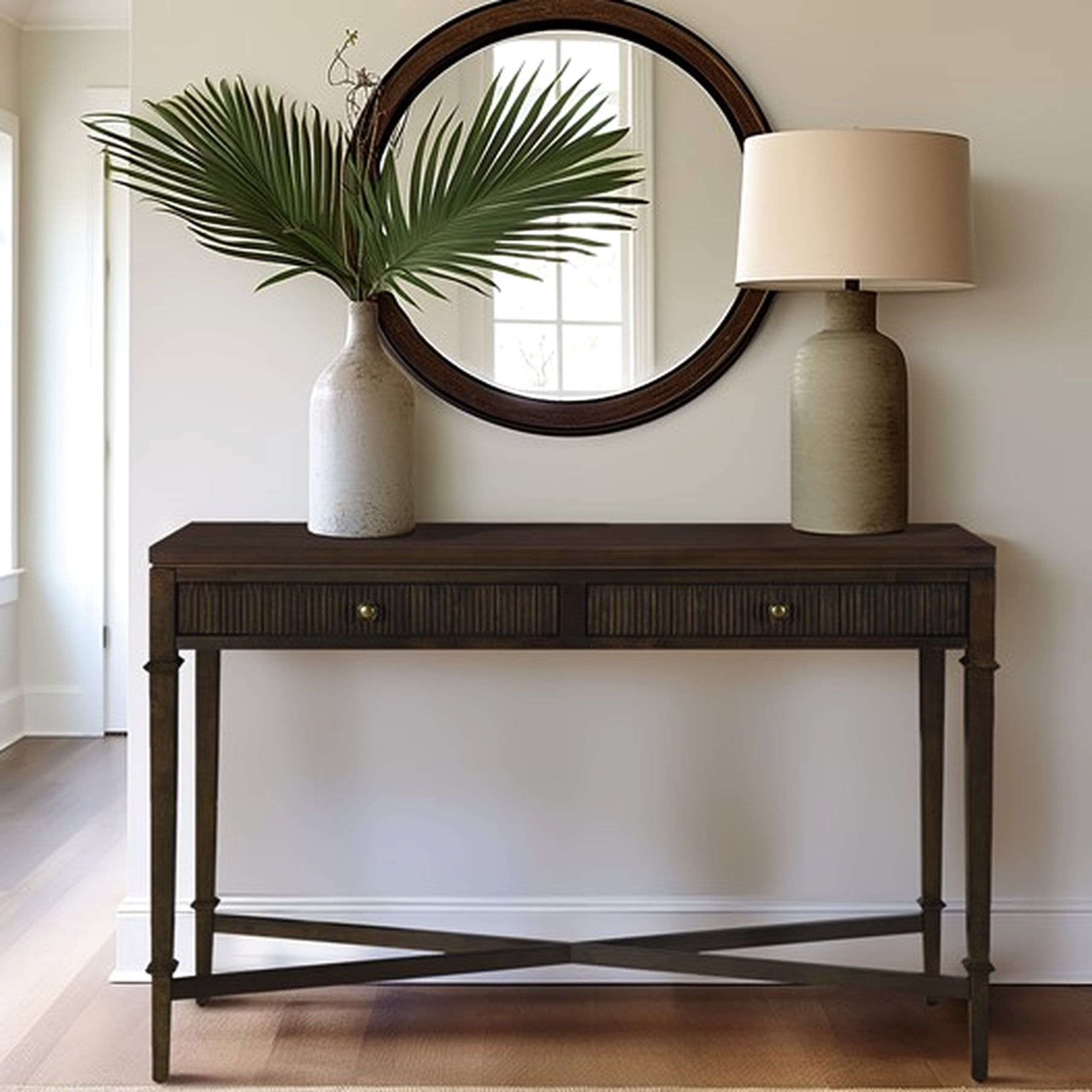 Fluted 2 Console Table In Brown - Suits Entryway & Living Space Storage ...