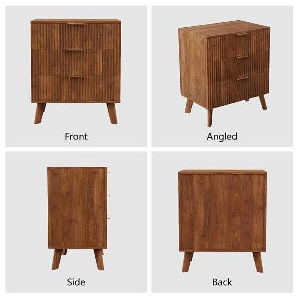 Fluted 3 Drawer Dressers, Modern Closet Dressers Chest of Drawers, Wood ...