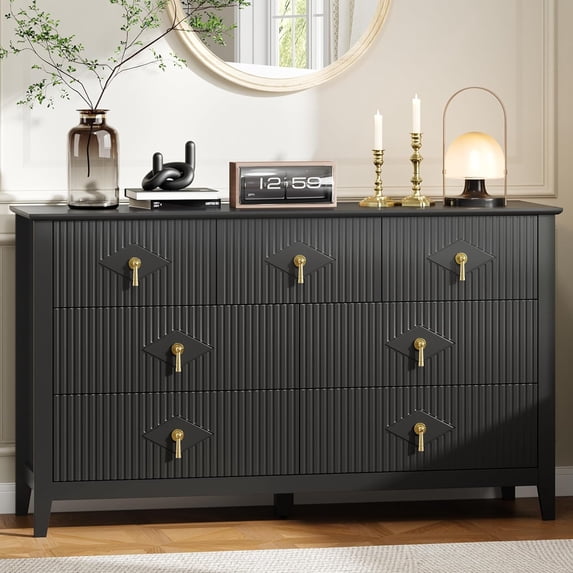 Fluted 54-Inch Wide Dresser – Modern 7-Drawer Wood Chest, Storage ...