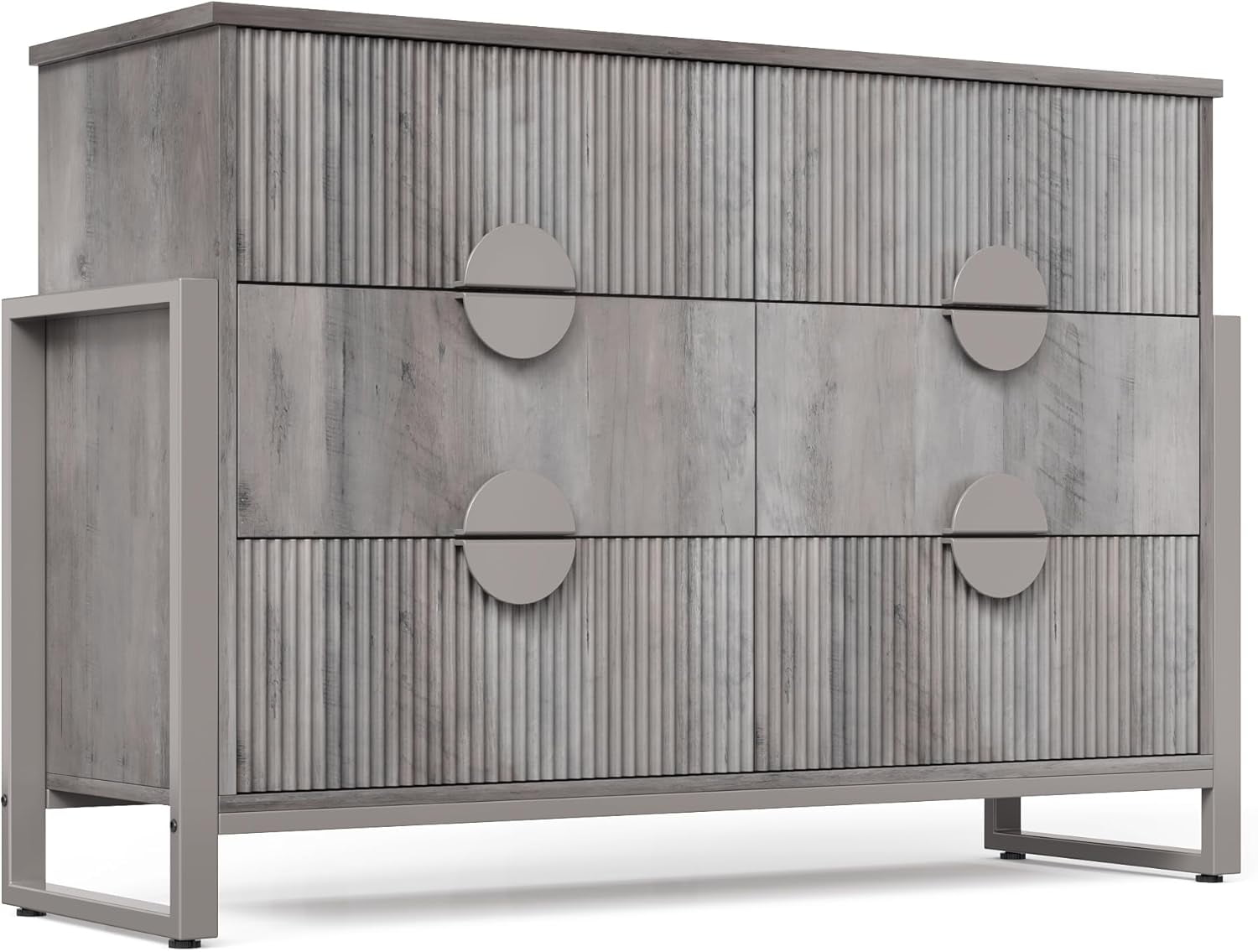 Fluted 6 Deep Drawer Dresser Modern Dressers for Bedroom 50" Wide Chest ...