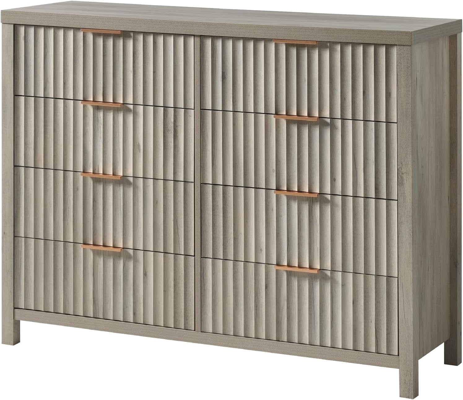 Fluted 6 Drawer Dresser for Bedroom Tall Wide Chest of Drawers with ...