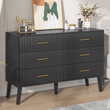 Fluted 6 Drawer Double Dresser, Modern Storage Cabinet, Wood Chest of ...