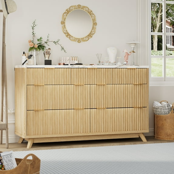 Fluted 7 Drawers Dresser for Bedroom, 54" Wide Modern Chest of Drawers ...