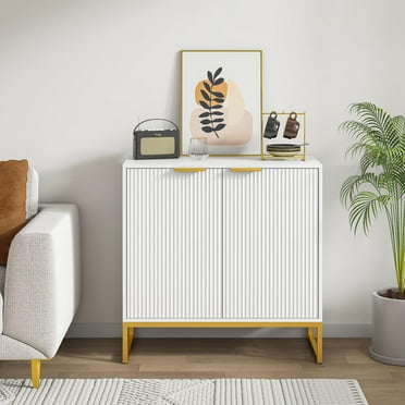 Fiogmub White Fluted Accent Cabinet,Mid Century Modern Sideboard ...