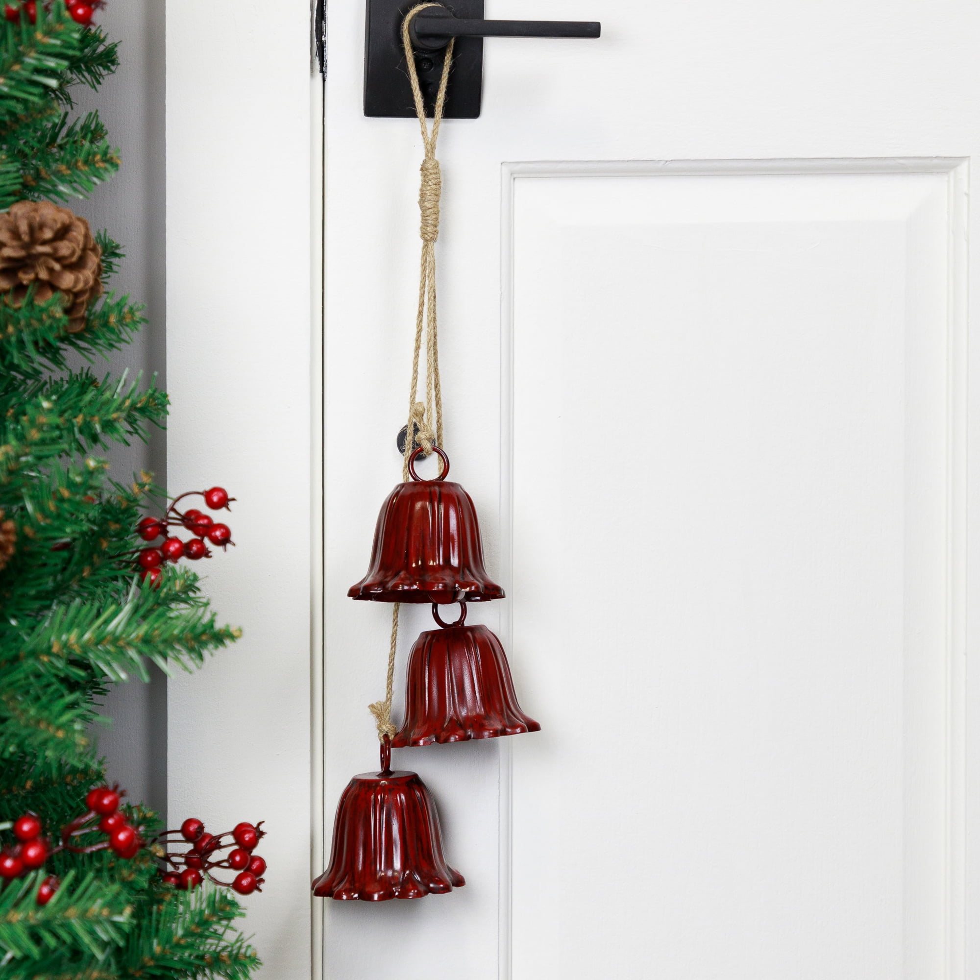 Fluted Bells Trio Christmas Decorations - 20" - Red - Set of 2 ...