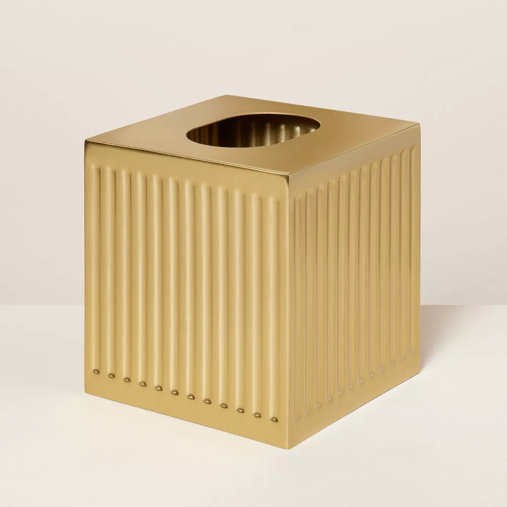 Fluted Brass Bathroom Tissue Box Cover Antique Finish - Walmart.com