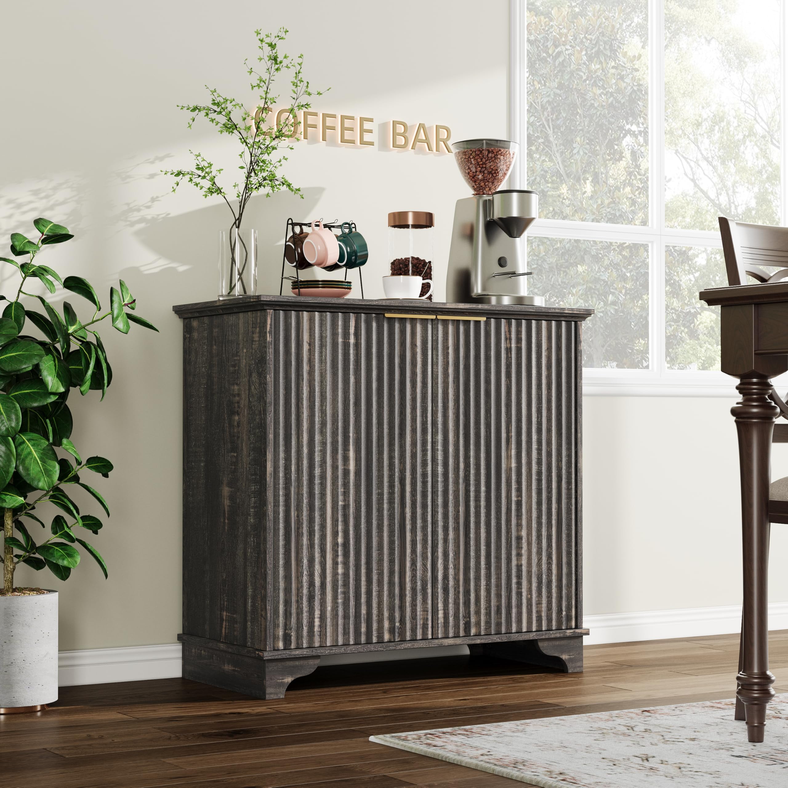 Fluted Buffet Sideboard Cabinet with Storage,Kitchen Storage Cabinet ...