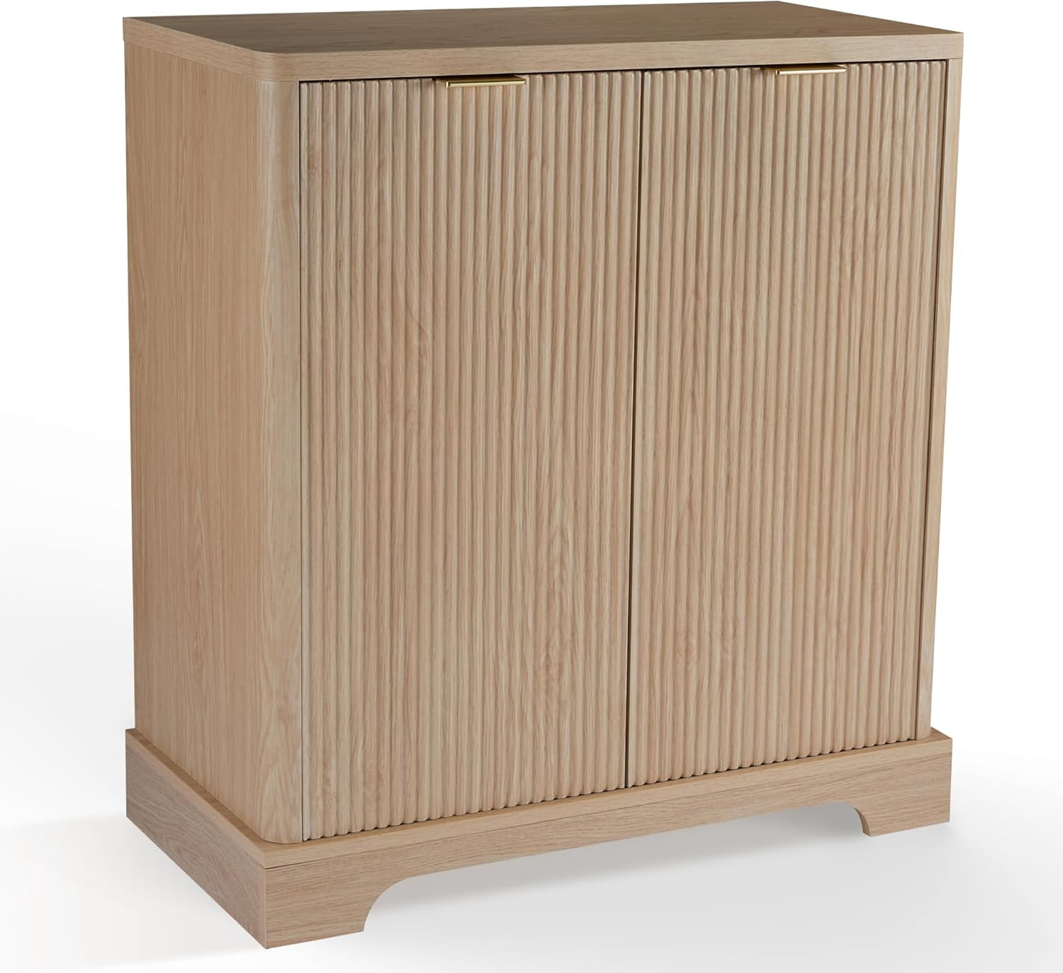 Fluted Cabinet with Storage, Wood Accent Sideboard Buffet Cabinet ...
