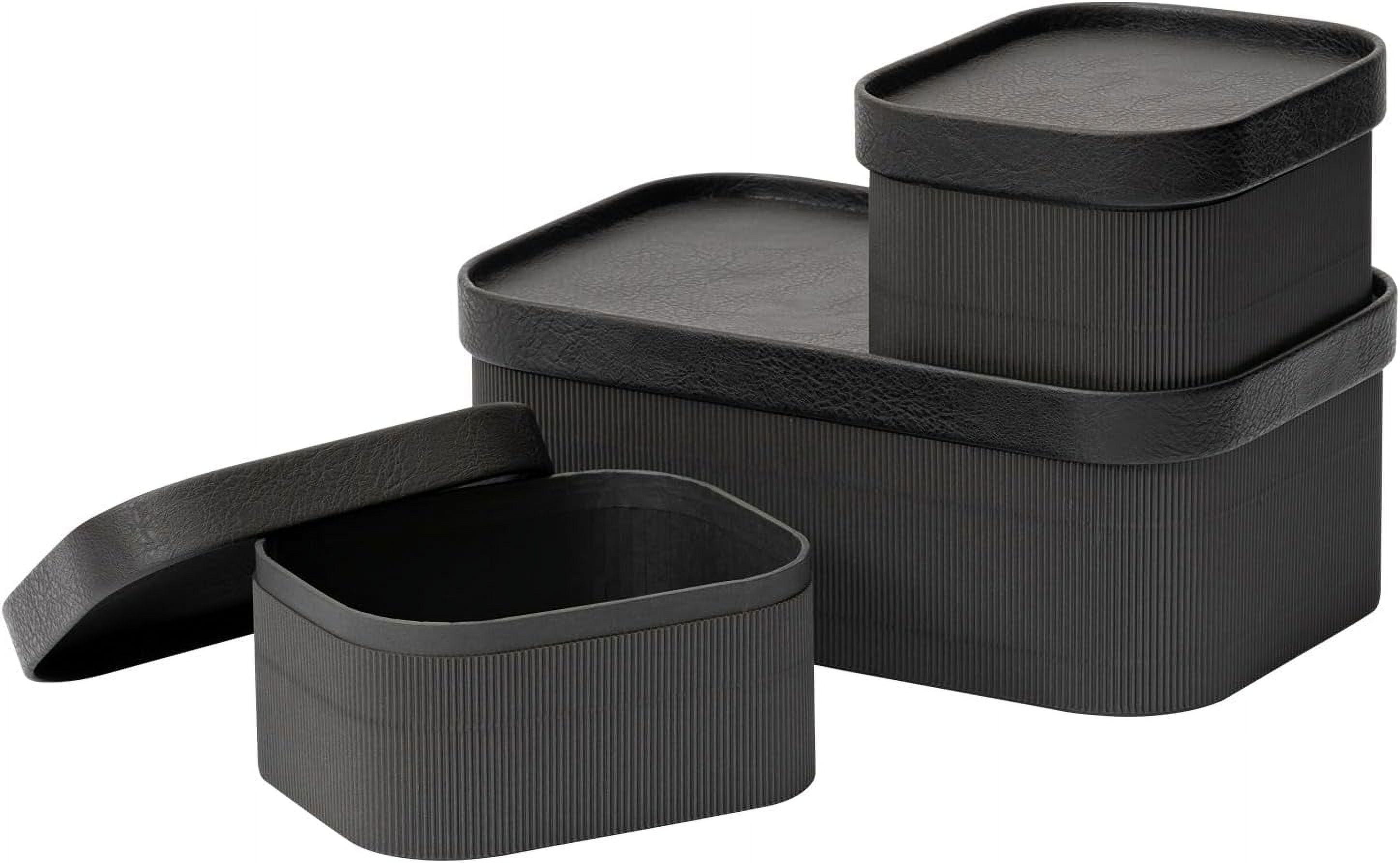 Fluted Cardboard Storage Baskets with Leather-Like Lids, Paper Boxes ...
