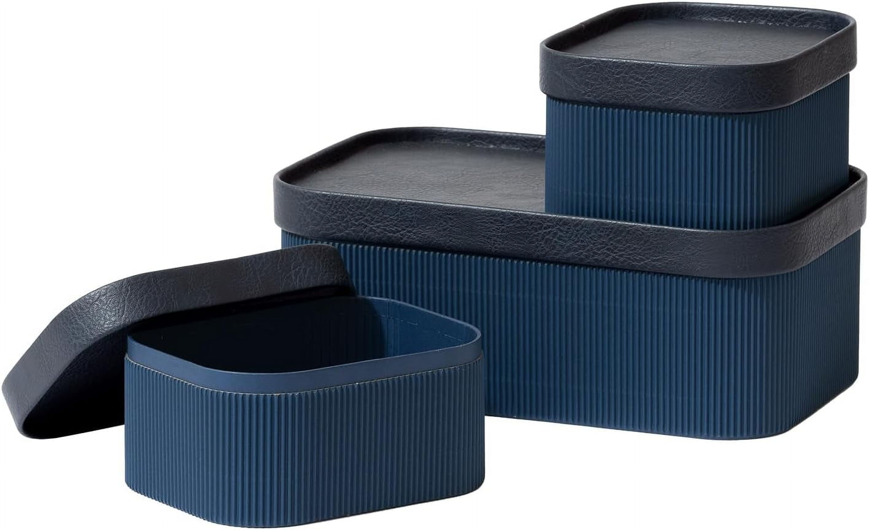 Fluted Cardboard Storage Baskets with Leather-Like Lids, Sturdy ...
