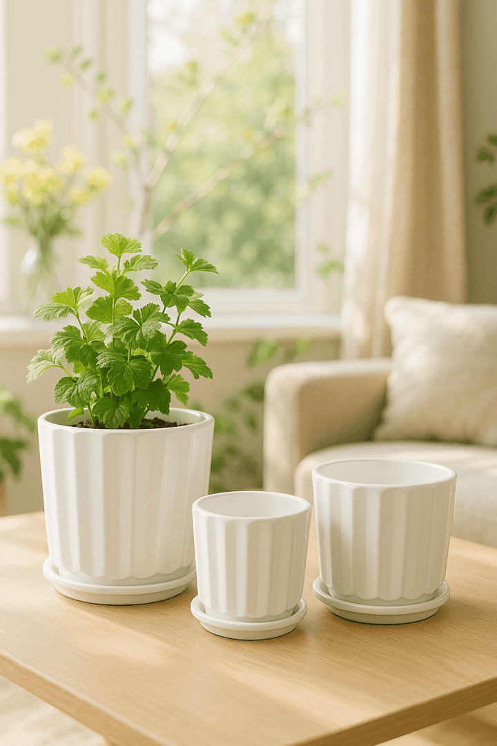 Florinia Ceramic Planter Set with Drainage Holes – 3 Sizes (8.4"/6.7"/5 ...