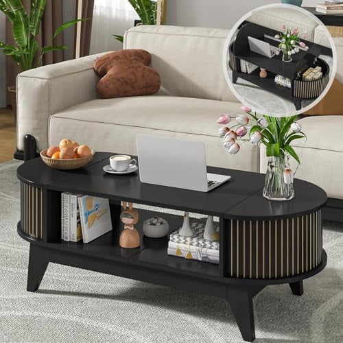 Fluted Coffee Table, Mid Century Modern Coffee Tables for Living Room ...