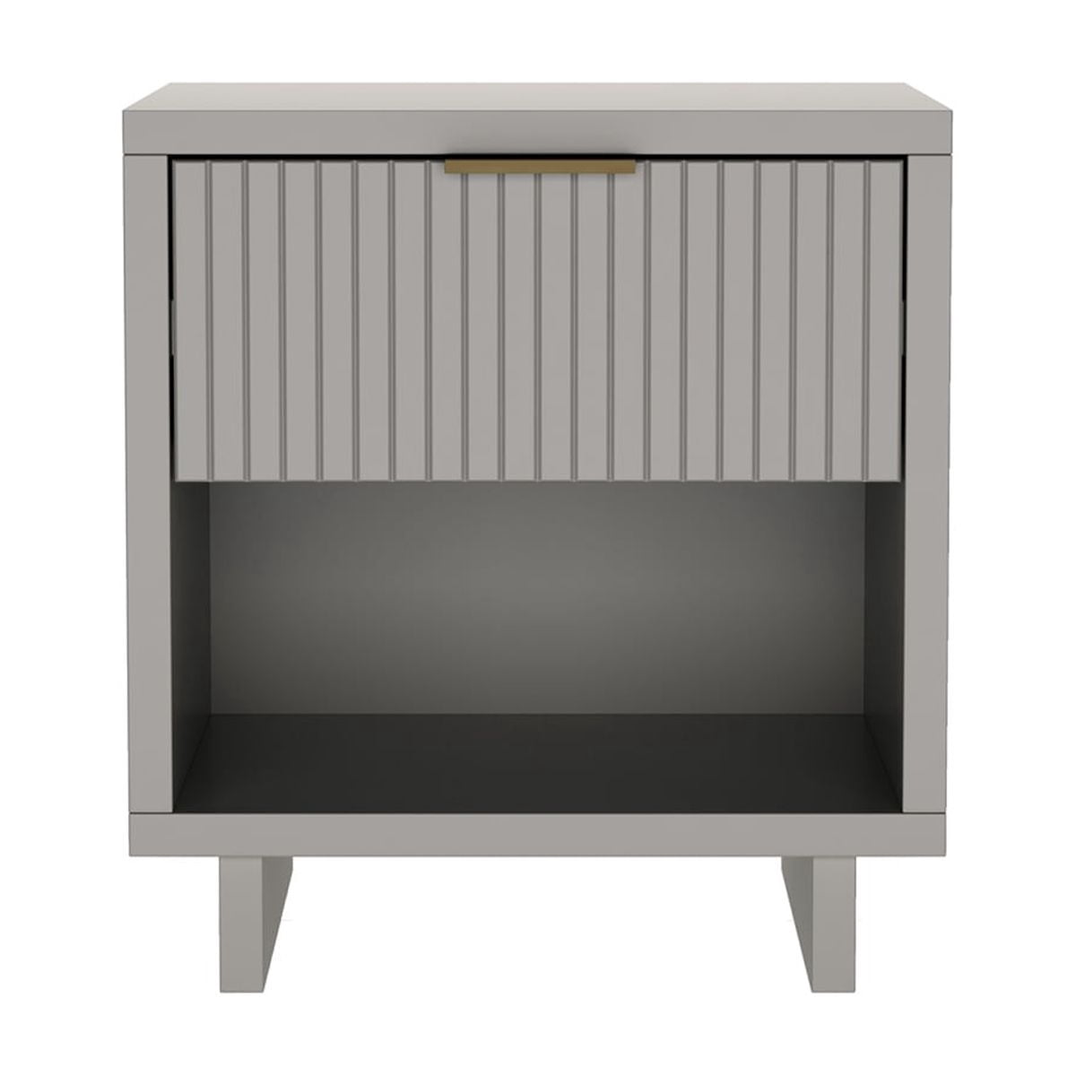 Fluted Drawer Nightstand Painted Wood Frame Open Lower Shelf Soft Close ...