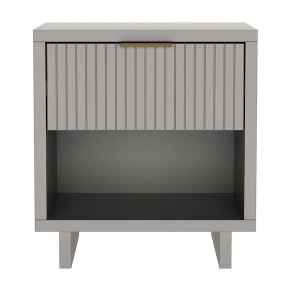 Fluted Drawer Nightstand Painted Wood Frame Open Lower Shelf Soft Close ...