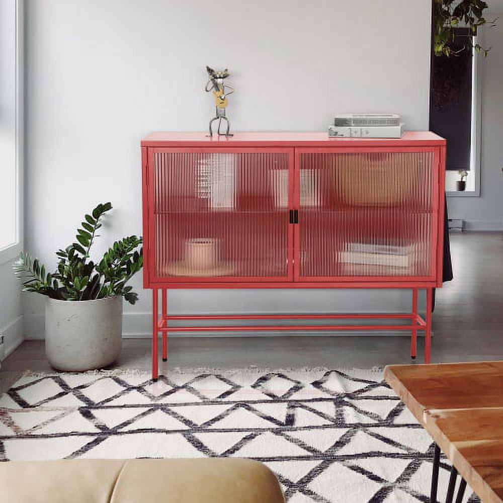 Fluted Glass Storage Cabinet, Display Bookcase Corner Cabinet Sideboard ...