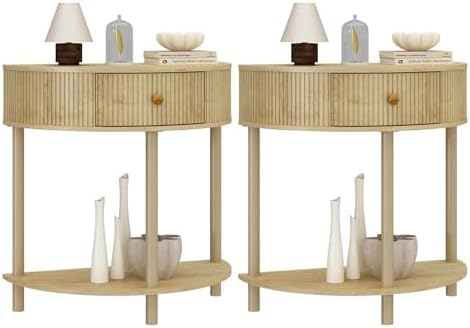 Fluted Half Moon Console Table, Bohemia Small Entryway Table with ...