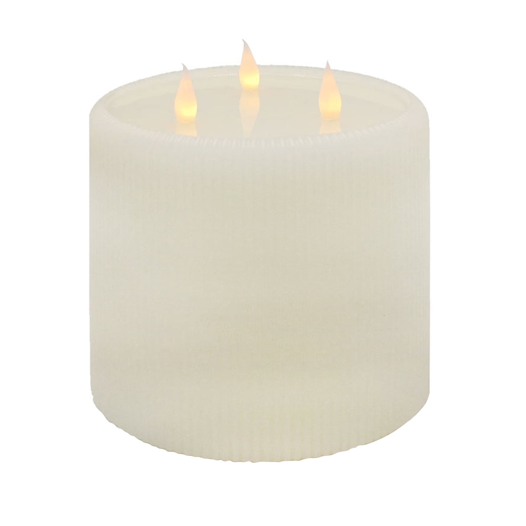 Home Decor Collection Fluted Large 3 Wick LED Flameless Candle ...