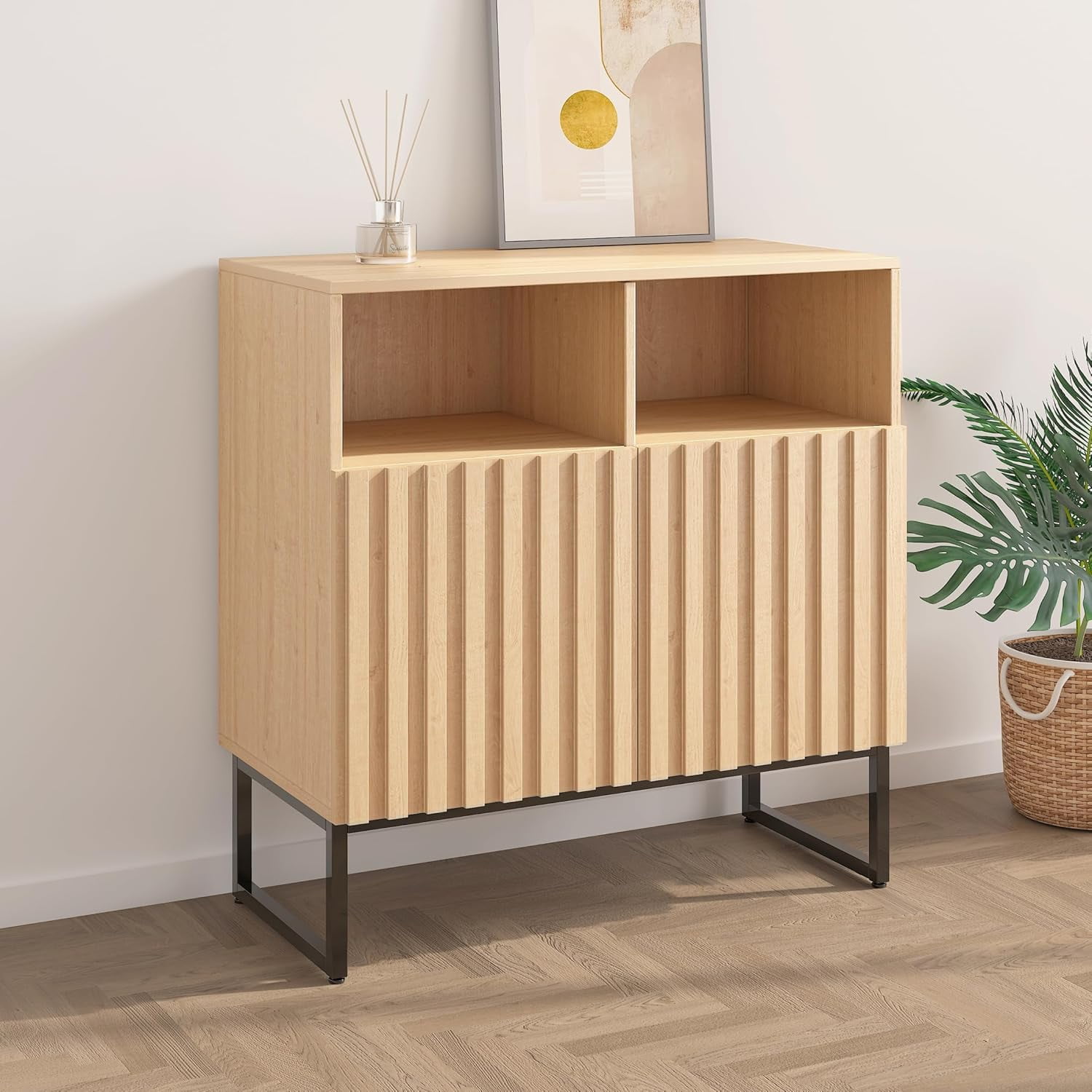 Fluted Modern Buffet Sideboard Cabinet with Storage, Entertainment ...