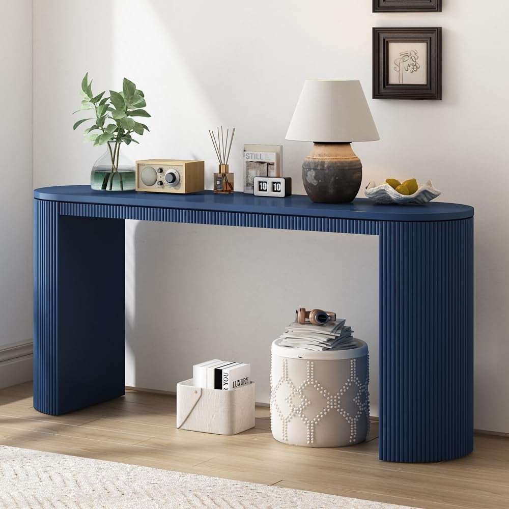 Fluted Modern Console Table, 59.2" Curved Entryway Console Sofa Table ...