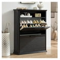 Fluted Narrow Shoe Cabinet with 2 Drawers, Shoe Storage Cabinet with ...