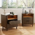 Fluted Nightstand Set of 2, 2 Drawers Storage Bedside Table with ...