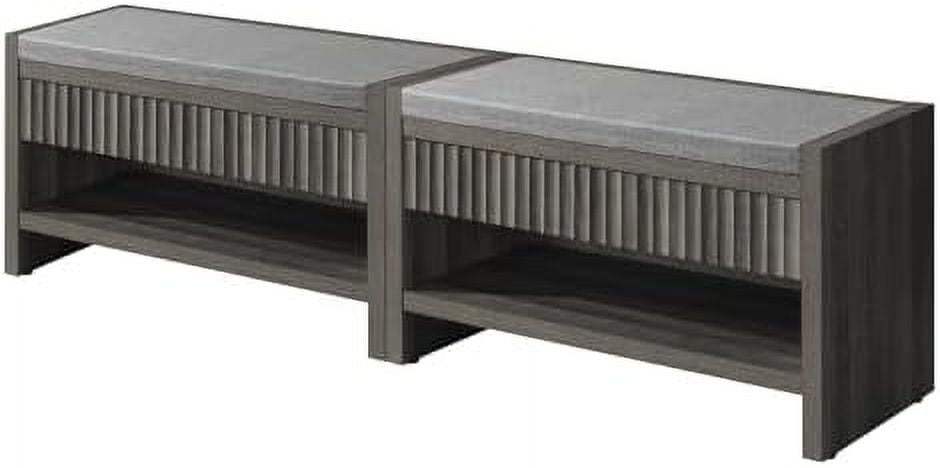 Fluted Shoe Storage Bench with 2 Drawers, Heavy Duty Entryway Bench ...