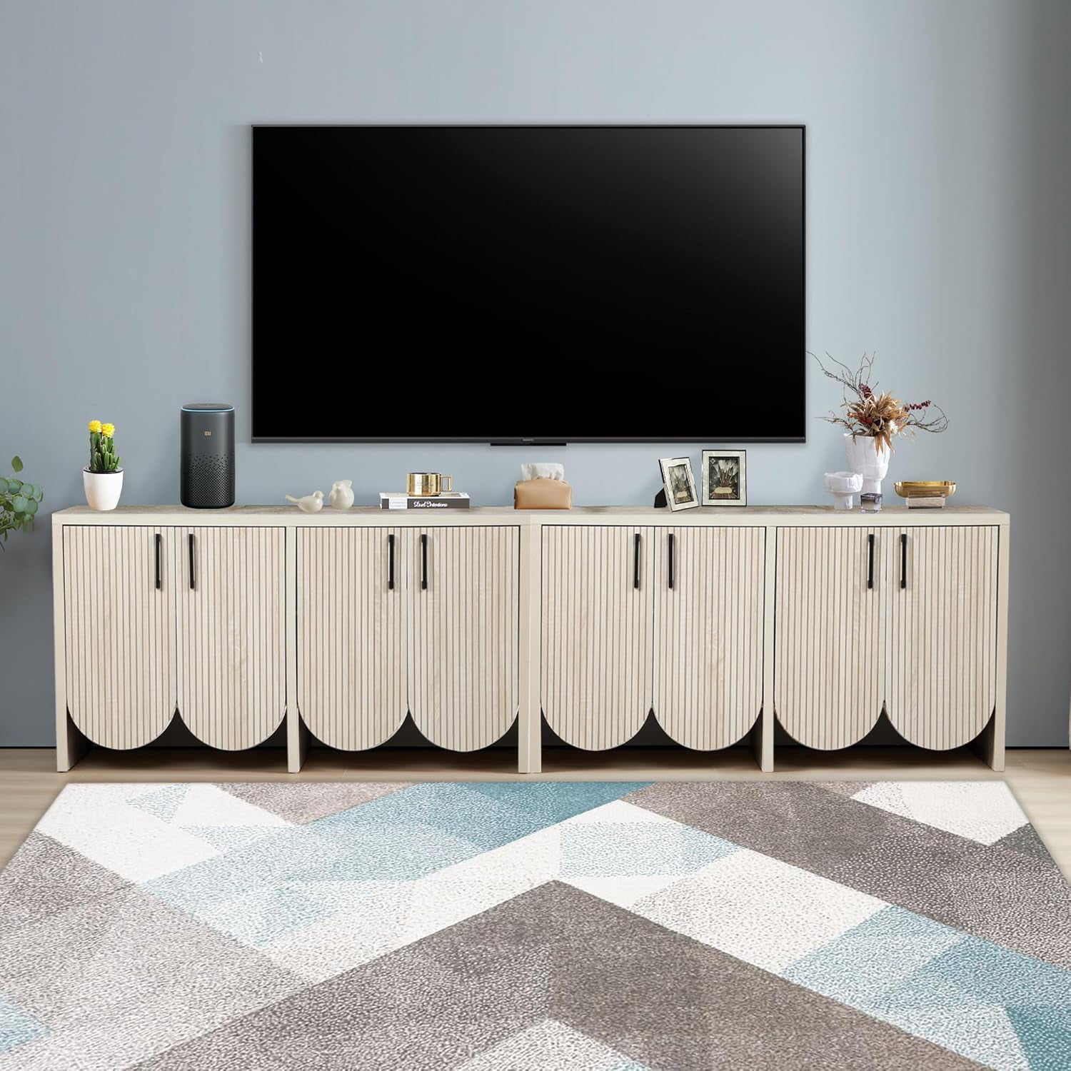 Fluted Sideboard Buffet Cabinet Accent Cabinet Credenza with Storage ...