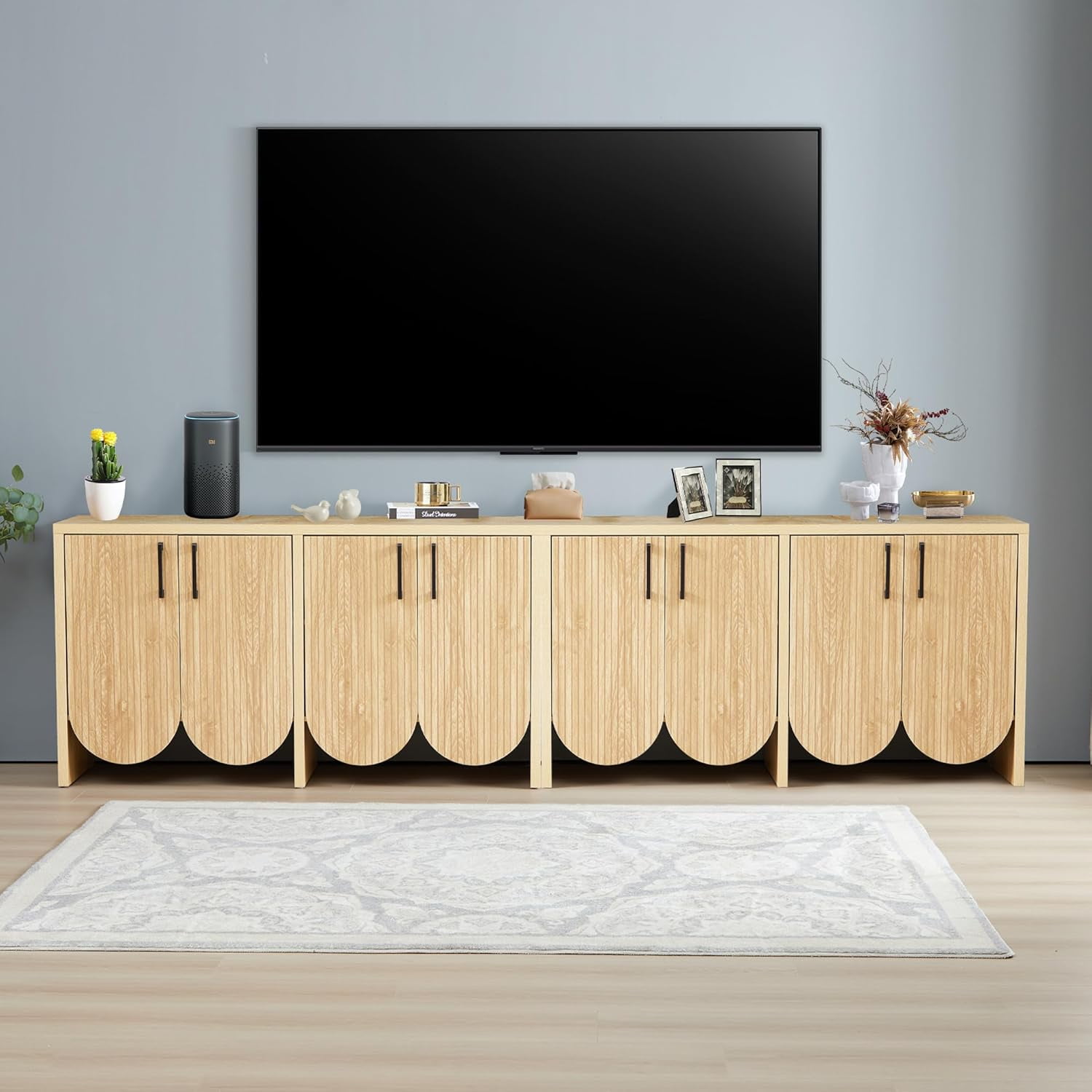 Fluted Sideboard Buffet Cabinet Accent Cabinet Credenza with Storage ...