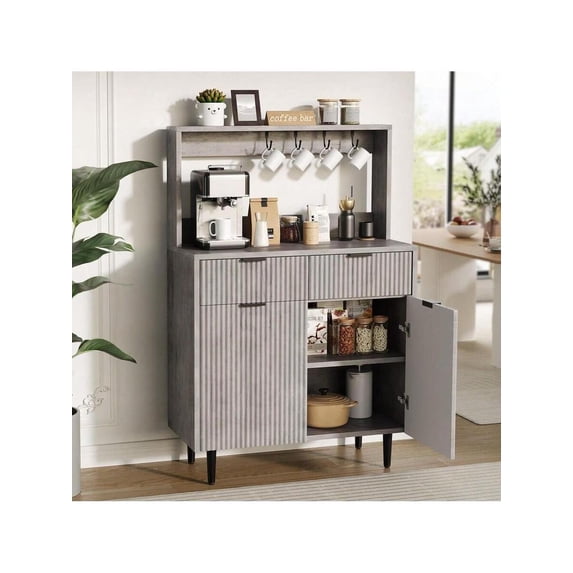Fluted Sideboard Buffet Cabinet With Storage, Coffee Bar Cabinet ...